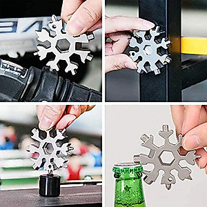 18-in-1 Snowflake Multi tool, Easy N Genius Stainless Steel Snow Multitools Bottle Opener-Screwdriver-Wrench, Cool Gadgets Gift Idea. (Colorful)