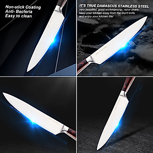 Chef'S Knife, 6-Piece Multifunctional Kitchen Knife Set 4-8 Inch German Hc High Carbon Steel Chef'S Knife, Professional Cooking Chef'S Knife Sharp And Practical Fruit Knife With Gift Box