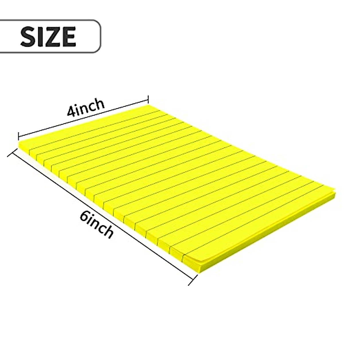 Sticky Notes Colorful Lined Post Memos 4" x 6", Removable Self Sticky Notes Pad for Office,Home,School 6-Pack