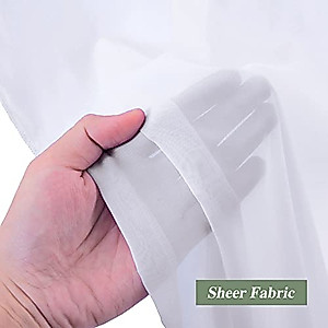 White Drapes Backdrop Decorations - 2 Panels 4.9ftx10ft Sheer Chiffon Curtain Backdrop Drapes Wedding Party Curtain Decoration