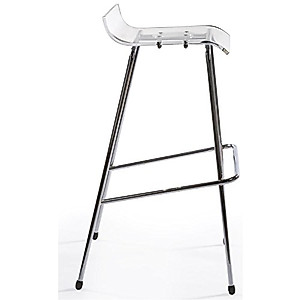 Displays2go Set of 4 - Modern Bar Stools with Clear Acrylic Seat, Backless, Stackable, Polished Chrome Legs