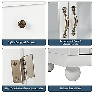 Giantex Buffet Sideboard, Wood Storage Cabinet, Console Table with 4 Drawers, 2-Door Credenza, Living Room Dining Room Furniture, Buffet Server, Kitchen Pantry Cupboard (White)