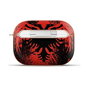 Compatible with Airpods Pro Case Cover 2019 - Albanian Flag Pattern, Protective Case for Apple AirPod Charging with Keychain Shockproof for Girls Women Men - Mistyrose