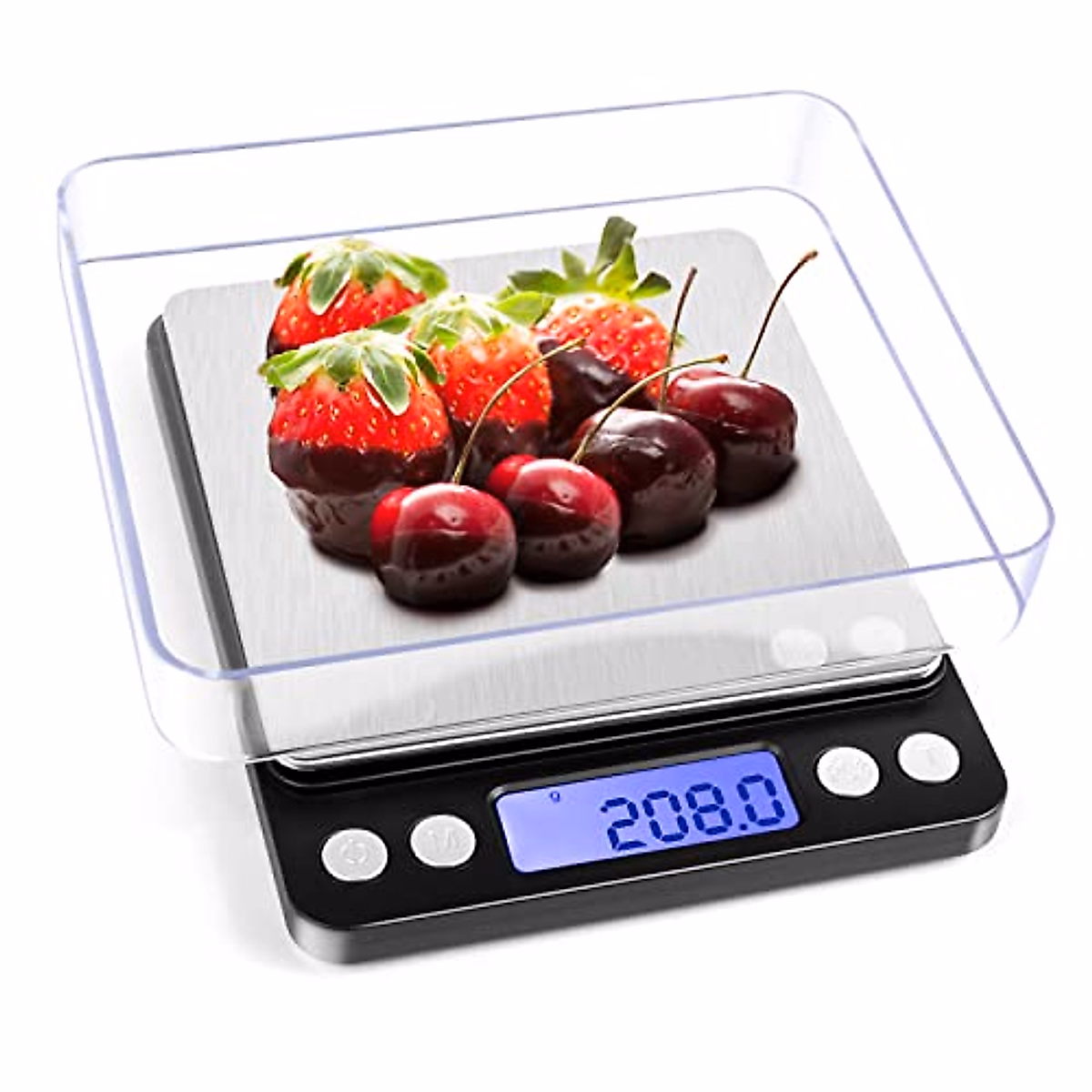Kitchen Digital Food Scale, High Accuracy Mini Food Scales Digital Weight Grams and Oz for Cooking, Baking, Jewelry, Tare Function, 2 Trays, LCD Display (3000g/0.1g)