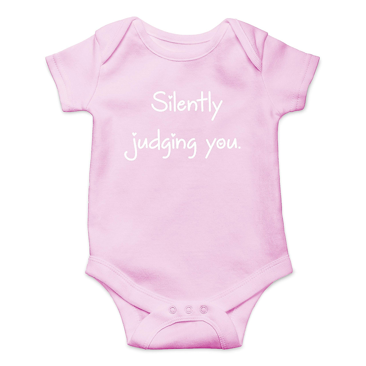 Silently Judging You - Funny Baby Essentials Bodysuit - Newborn Outfit Boy Baby Girl Clothes (6 Months, Pink)