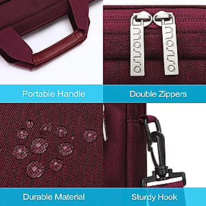 MOSISO Laptop Shoulder Bag Compatible with MacBook Air 15 M3 M2 2024 2023/Pro 16 inch M4 M3 M2 M1,15-15.6 inch Notebook with 2 Raised&1 Flapover&1 Horizontal Pocket&Handle&Belt, Wine Red