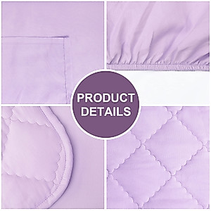 FLXXIE 4 Pieces Toddler Bedding Set, Soft and Breathable Microfiber Crib Sheet Set, Includes Quilted Comforter, Flat Top Sheet, Fitted Sheet, Envelope Pillow Case for Boys and Girls, Light Purple