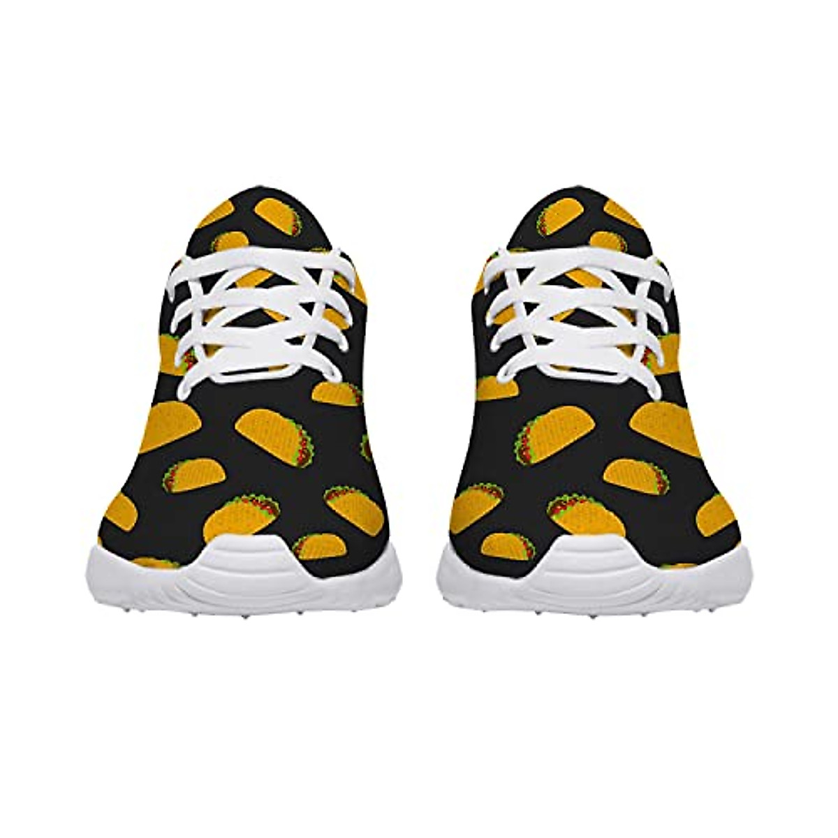vogiant Funny Shoes Men's Women's Walking Sneakers Tennis Running Shoes Black Tacos Food Pattern Shoes Gifts for Best Friends,Size 7