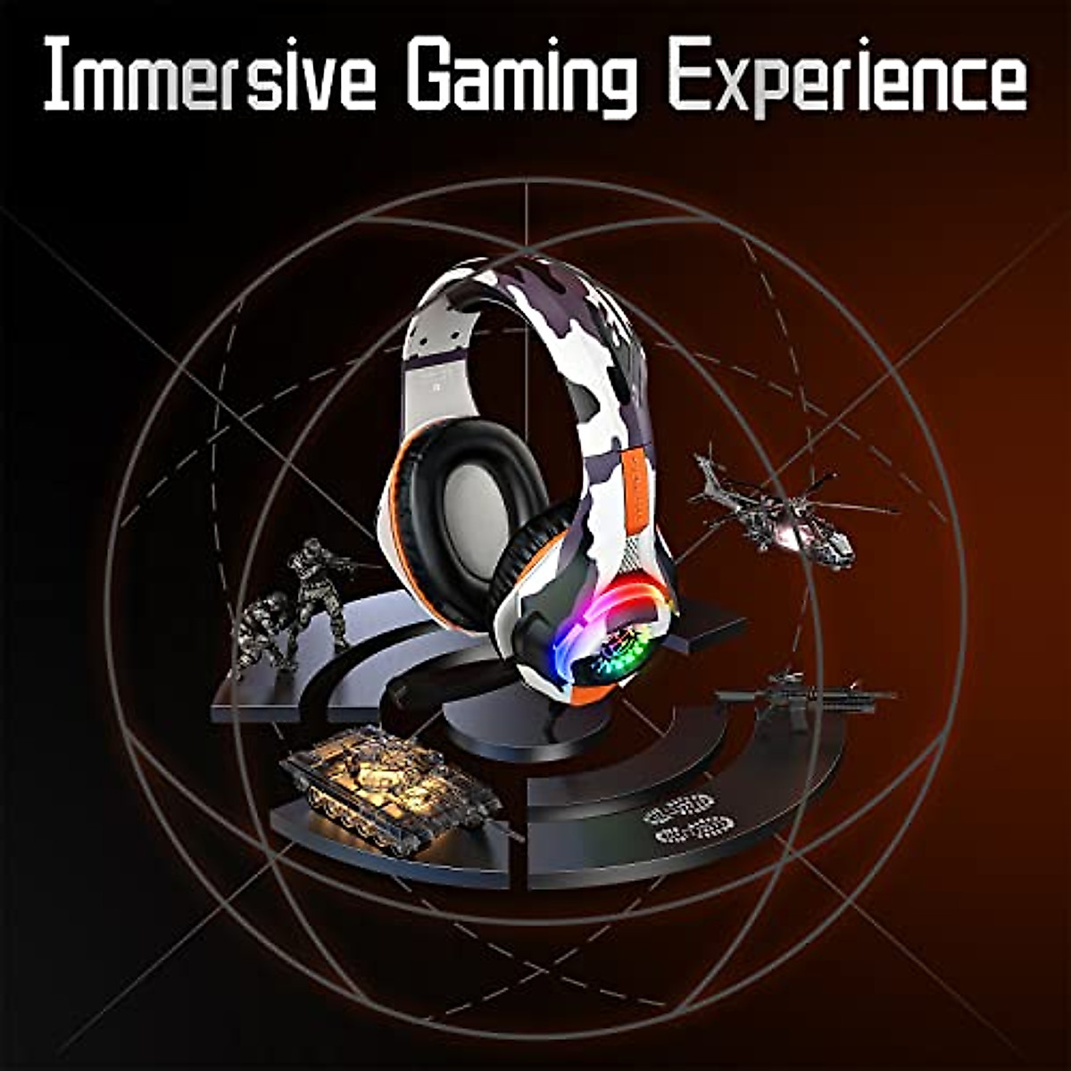 Gaming Headset for PS4 PS5 PC, Over Ear Xbox One Switch Headphones with Surround Sound, Noise Cancelling Mic