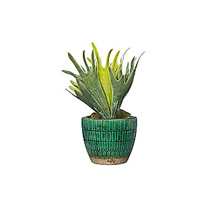 Creative Co-Op Distressed Small Tile Terracotta Planter, Green