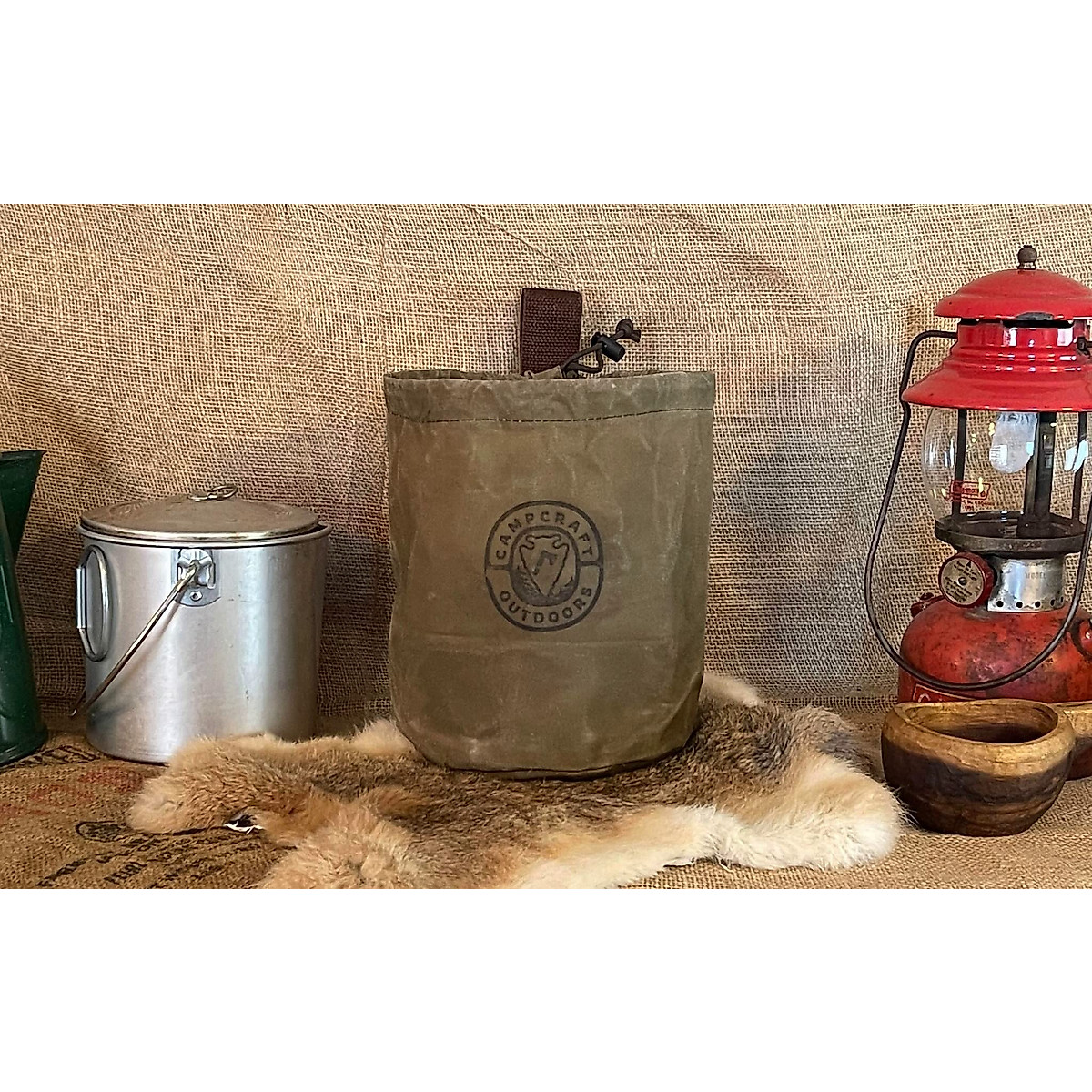 4QT Bushcraft Cookware Bag | Waxed Canvas Bush Pot Bag | Camp Kettle Bag | Outdoor Cooking Kit | Coffee Pot Bag | Foragers Belt Bag (2QT Bushpot Bag)