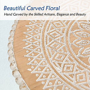 NIKKY HOME Beaded Risers Display Stands, Farmhouse Rustic Wood Pedestal, Centerpiece Decor for Coffee Bar Table, Kitchen Counter, Dining Room