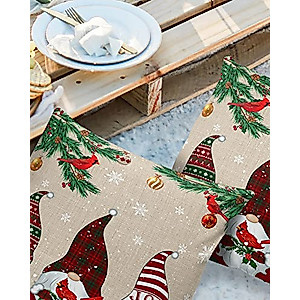Christmas Gnomes Outdoor Pillow Covers 16 x 16 Inches, Winter Snowflake Waterproof Throw Pillow Cover Set of 2, Xmas Balls Pine Cone Home Decorative Square Cushion Covers for Patio/Tent/Couch/Garden