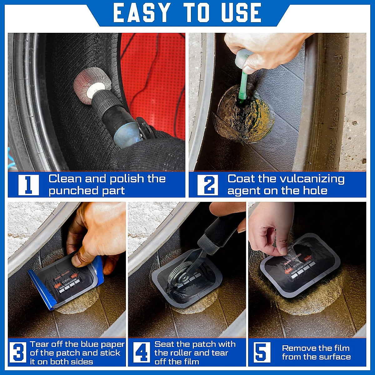 Tallew 60 Pcs Tire Patch 2.56 x 3.15 Inches Rubber Patches Radial Repair Patch Tube and Tire Plug Kit Emergency Repair Tool for Puncture Car Truck Bus Tractor Vehicle