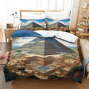 EVMILA Pyramid for Teens and Adults Quilt Cover 3D Print Egypt Duvet Cover Comforter Covers with Pillow Cases Soft Microfiber with Zipper Closure Bedding Set 3 Pieces Queen（228x228cm）, Style-7
