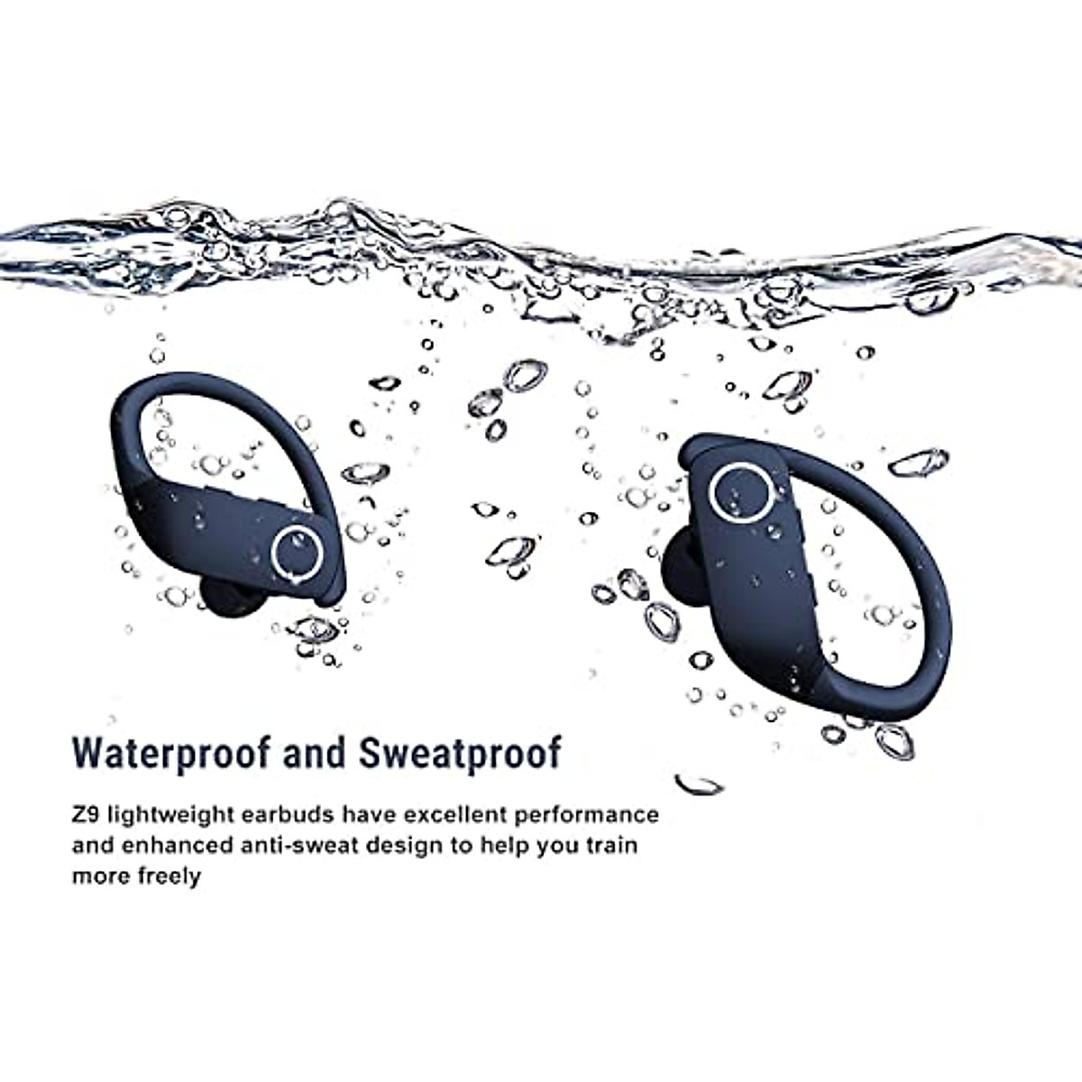 HYKU Wireless Earbuds,Bluetooth 5.0 in-Ear Headset with Mic,Noise Cancelling TWS Earphone with Charging Case,Touch Control Stereo Bass Headphones for Sports and Music (Blue)