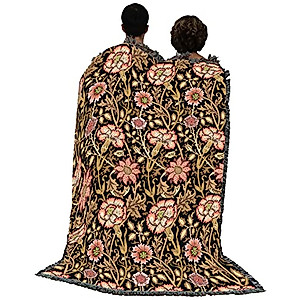 Pure Country Weavers William Morris Pink and Rose Blush Blanket - Arts & Crafts - Gift Tapestry Throw Woven from Cotton - Made in The USA (72x54)