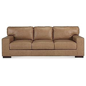 Signature Design by Ashley Lombardia Contemporary Leather Match Sofa, Light Brown