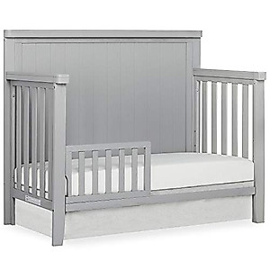 Dream on Me Red Wood 4-in-1 Convertible Crib in Pebble Grey, Greenguard Gold Certified, JPMA Certified, 3 Mattress Height Settings, Built of New Zealand Pinewood