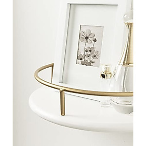 Kate and Laurel Camryn Boho Half Moon Wall Shelf Set, Set of 2, White and Gold, Decorative Bohemian Half Circle Shelf for Household Storage and Boho Decor