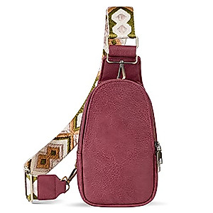 KFXFENQ Sling Bag for Women PU Leather Sling Bag Small Crossbody Sling Backpack Multipurpose Chest Bag for Women Cycling (Cameo Brown)