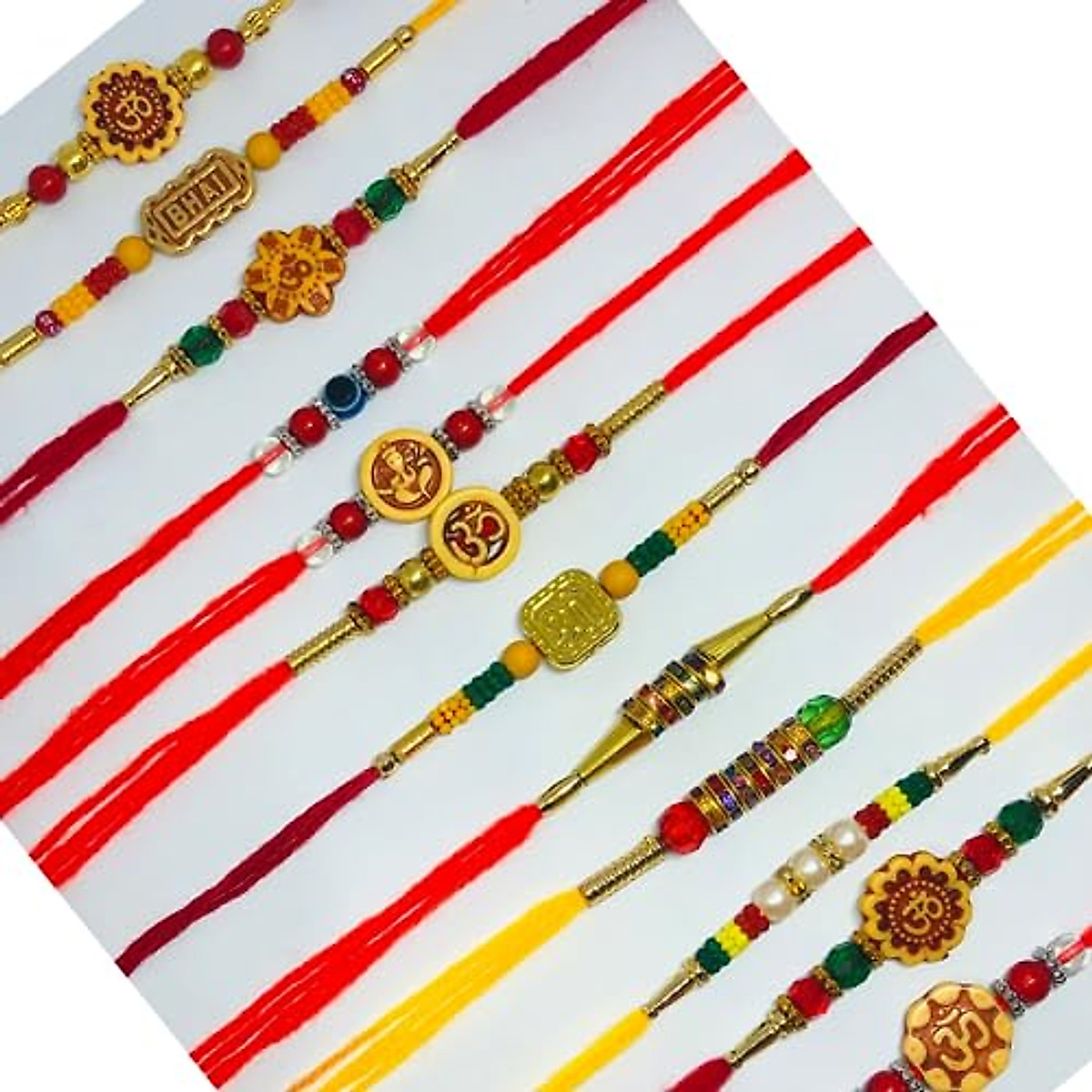 Rakhi for Little Bro, Raksha Bandhan Gifts, Rakhi Thread for Bhaiya, Bhabhi, Sister, Multiple Design with Vary Color - Set of 12