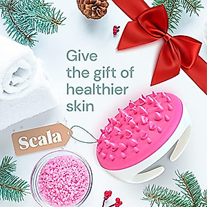 Scala Silicone Anti Cellulite Massager, Body Shower Scrubber, Cellulite Remover - Improve Circulation, Distribute Fat Deposits, Body Massager, Exfoliator, Fat Roller Use with Creams and Oils - Pink