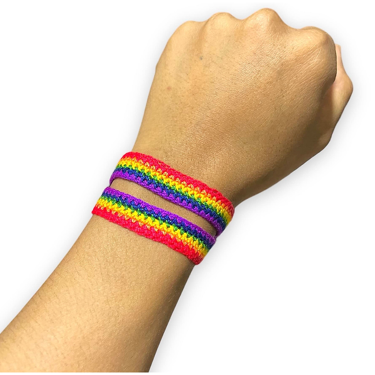 LAVIP Leather Handmade Men's Women's Rainbow Cord Bracelet Plaided Hippie Cotton Braided Gay Pride Wristband