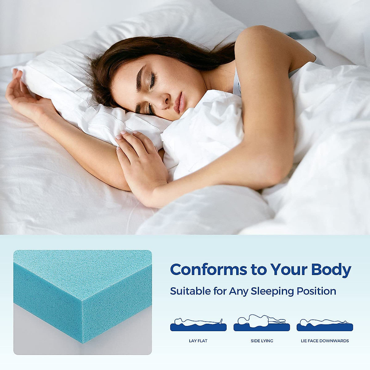 EASELAND King Size Memory Foam Mattress Topper 2 Inch Gel Infused Bed Foam Topper (King, 2 Inches)