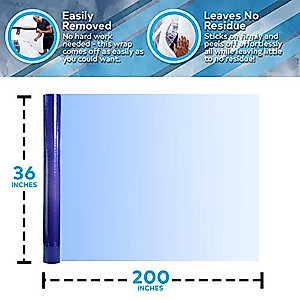 Auto Wrap Adhesive Film - 36" x 200' Roll - Made in U.S.A. Crash Wrapfilm - Easy to Apply, Strong, Durable and Puncture Resistant - Blue