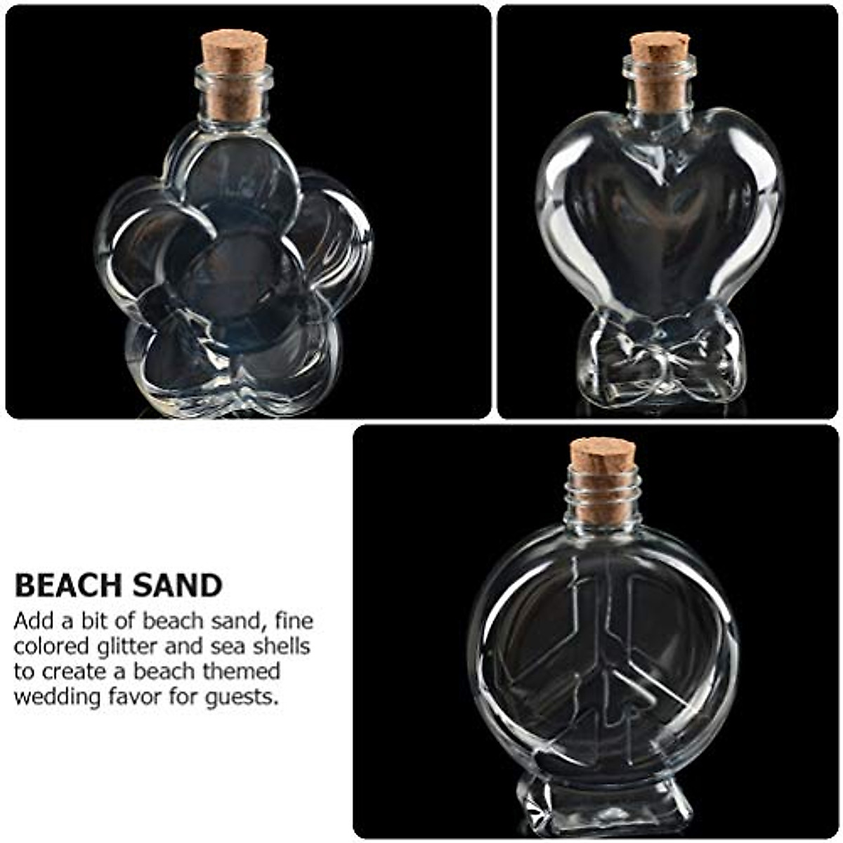 Milisten 25pcs Plastic Sand Art Bottles with Cork Stoppers Butterfly Heart Mini Jars Wishing Message Bottle for DIY Crafts Vial Bead Candy Gift Wedding Decor Mixed Style 100ml