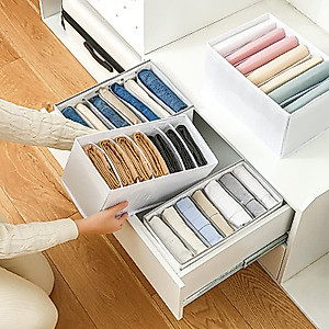 bella4home - 3Pcs Foldable Closet Organizers and Clothes Storage Bins Washable Divided Fabric for Drawer Organizer of Jeans, T-shirts, Underwear, Socks Linen Organizer, Pink