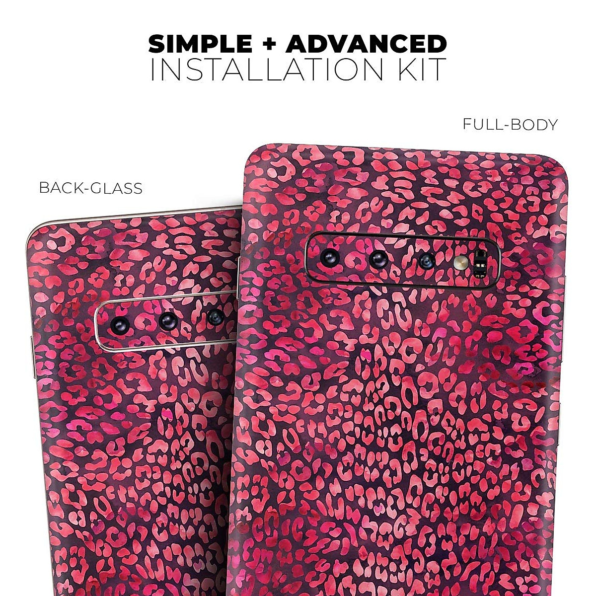 DesignSkinz Red Watercolor Leopard Pattern Protective Vinyl Decal Wrap Skin Cover Compatible with The Samsung Galaxy S20 (Screen Trim & Back Glass Skin)