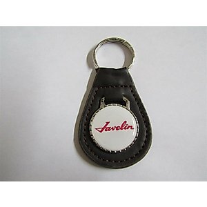 JAVELIN SCRIPT EMBLEM LOGO LEATHER KEYCHAIN - MOCHA