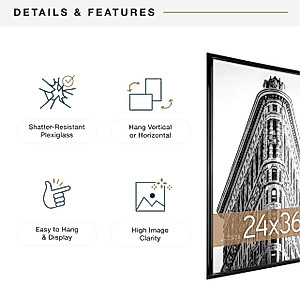 MCS Trendsetter Poster Frame, Black, 24 x 36 in, Single