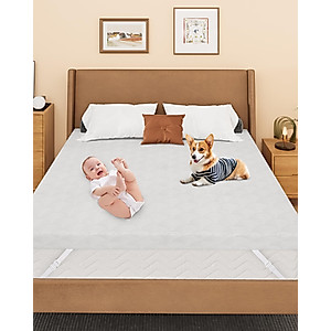 Zenzy 3" Full Waterproof Mattress Topper Cover, [100% Waterproof] [Ultra-Soft] Cover for Mattress Topper, Washable & with Adjustable Straps, Oeko-TEX Certified [Only Cover]- Beige