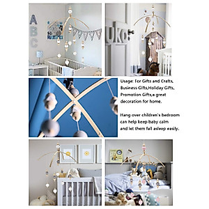 AONTUS Baby Crib Mobiles Wooden Beads for Children Boys Girls Babies Bed Room Designer Colors to Match Nursery Delight (White Wooden Beads)