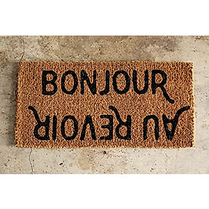 Creative Co-Op Bonjour/Au Revoir Natural Coir Doormat, 32" x 16"