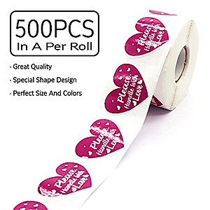 Please Handle with Love Stickers,Thank You Stickers,Handmade Stickers,Small Shop Stickers,Envelopes Stickers for Small Business, Online Retailers,Handmade Goods,500 Labels Per Roll