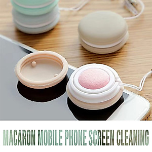 Macaron Mobile Phone Screen Cleaning, Creative Macaron Shape Mobile Phone Screen Wipe Pendant, Portable Keychain Smartphone Screen Cleaner Cell Phone Cleaning Wipes Touch Screen Wipes (4 Pcs/Set)