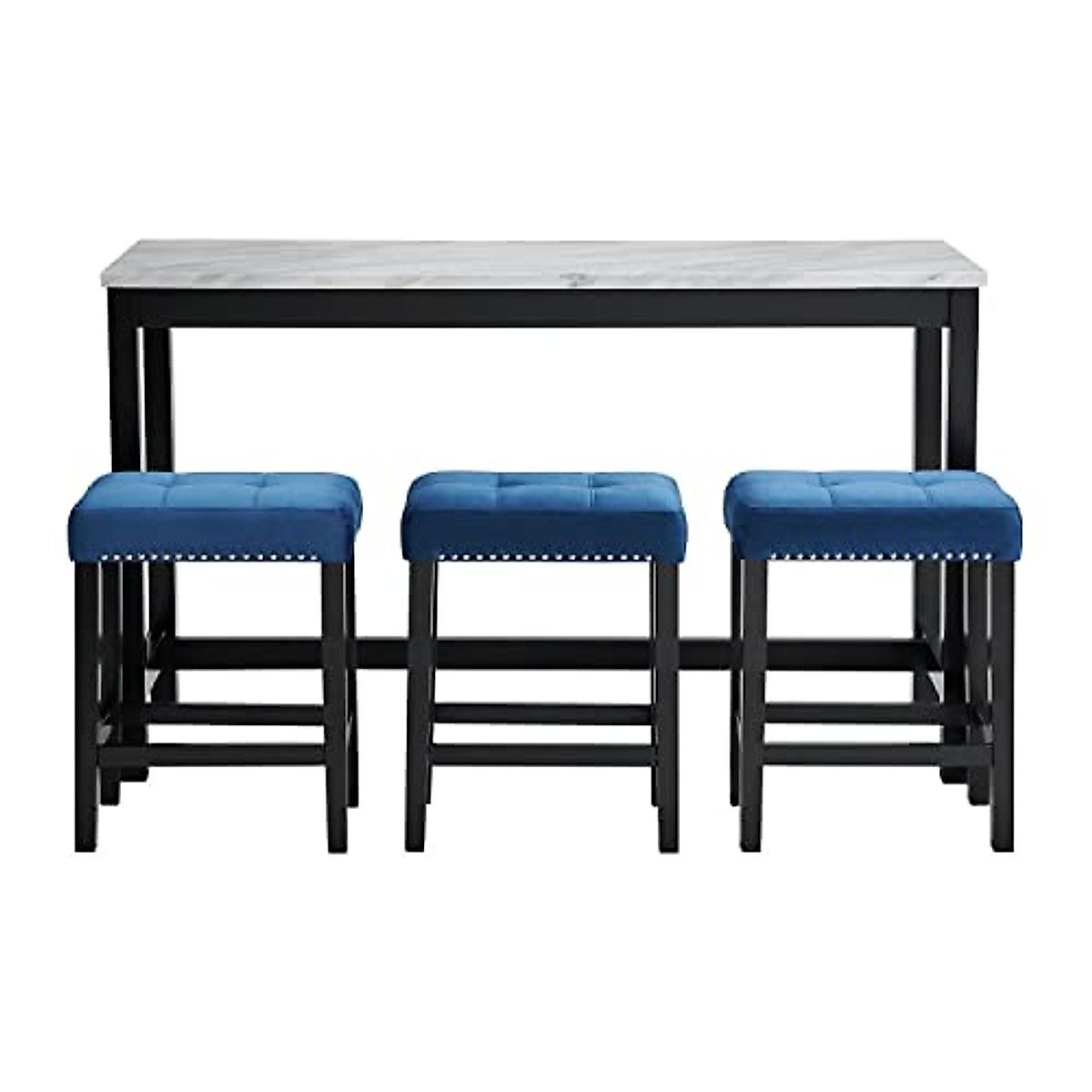 Picket House Furnishings Jada Bar Table Set in White Marble