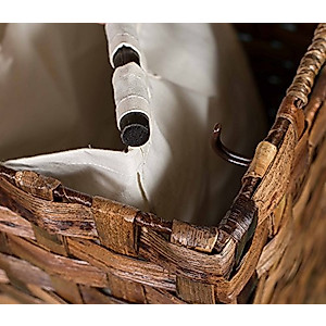 BIRDROCK HOME Abaca Divided Flat Weave Laundry Hamper with Bags - Hand Woven Clothes Basket - Sorter Hampers - Espresso