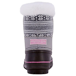 LONDON FOG Girls Tottenham Cold Weather Snow Boot GREY FELT/PINK Size 13