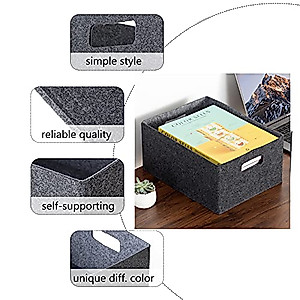 2 pack self-supporting collapsible felt storage basket in darkgrey for storaging and sorting of clothes, toys and office files