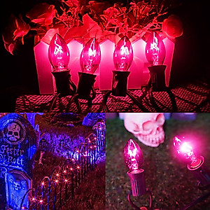 25 Pack Purple Christmas Replacement Bulbs C7 Glass Replacement Bulbs for Outdoor String Light, Patio Lights, C7/E12 Candelabra Base 5 Watt Great for Night Lights and Christmas Bulbs