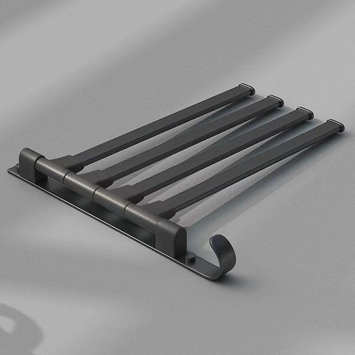 4-pole 180 ° rotatable towel bar, aluminum alloy swing arm Bath Towel Bars bathroom towel rack, swing hook towel rack storage rack, bathroom wall mounted towel storage rack, Silver gray