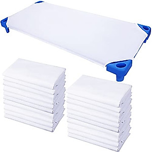 20 Pcs Daycare Cot Sheets for Toddler and Preschool Pure Cotton Breathable Fabric White Cot Sheets Standard Daycare Cot Bed Fitted Sheet for Boys and Girls, 51.18'' W x 23.62'' L (20 Pcs)