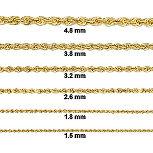 Kooljewelry 10k Yellow Gold Rope Chain Necklace (1.5 mm, 26 inch)
