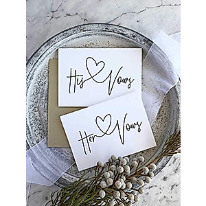 His and Hers Vows Wedding Day Vow Card Set Black and White Marriage Vow Books for Bride and Groom