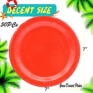 HSPAIDYP 50Pcs Red Party Supplies Red Paper Plates 7" Red Retro Dessert Plates Solid Red Christmas Plates for Solid Red Theme Wedding Bridal Baby Shower Red New Year Party Birthday Party Decor